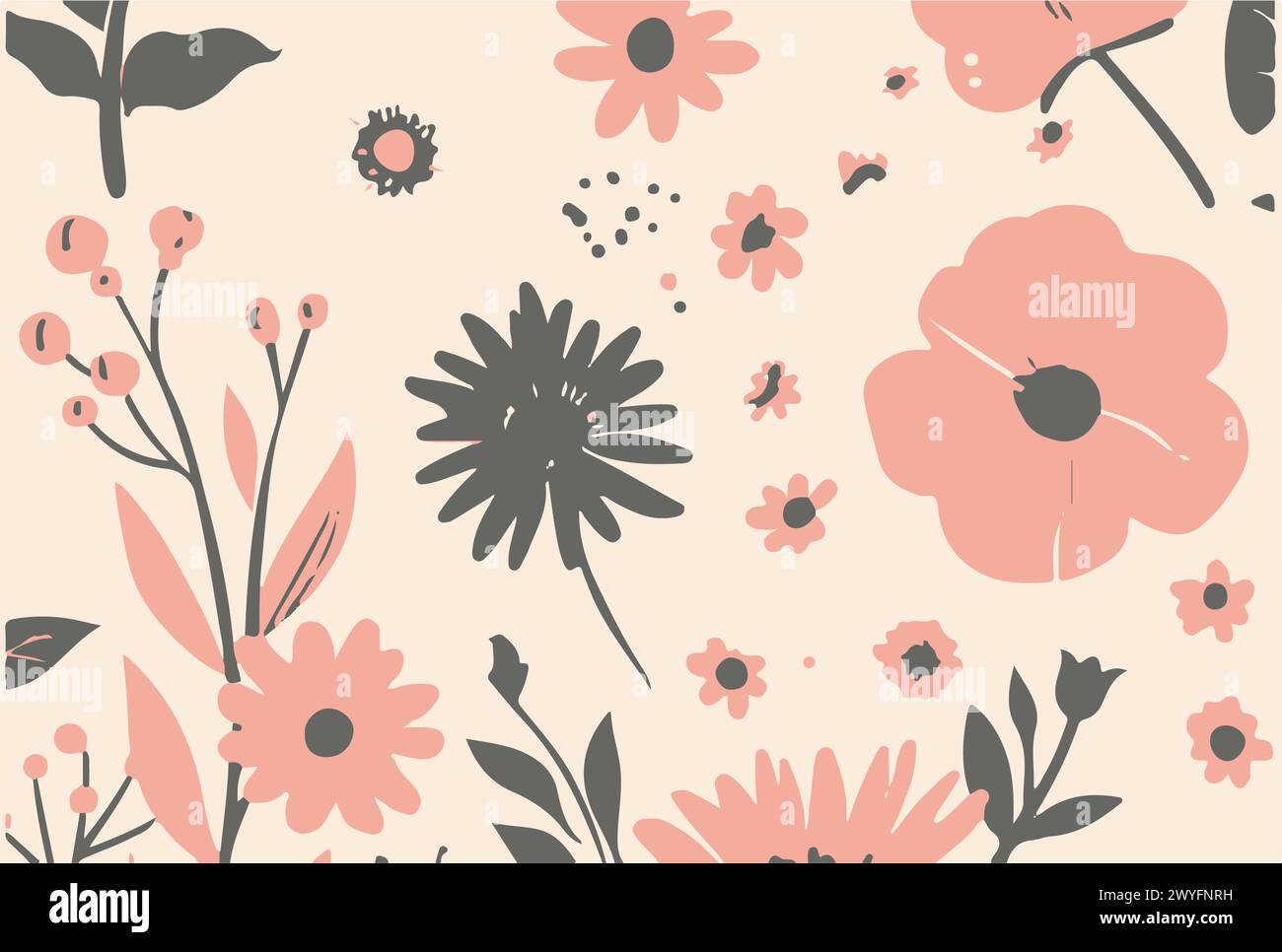 Big flowers vector seamless illustration pattern Stock Vector Image ...