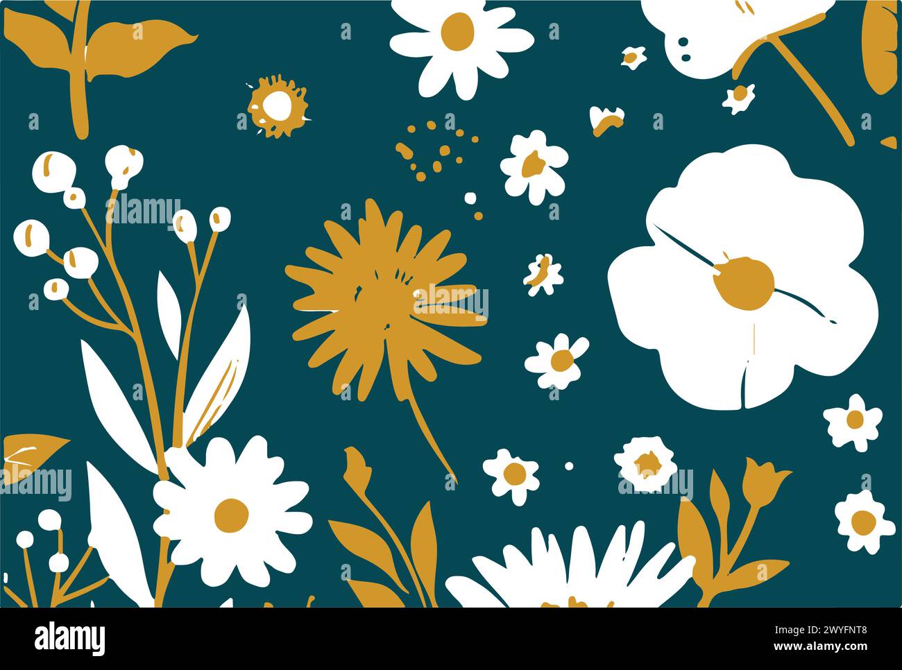 Big flowers vector seamless illustration pattern Stock Vector Image ...