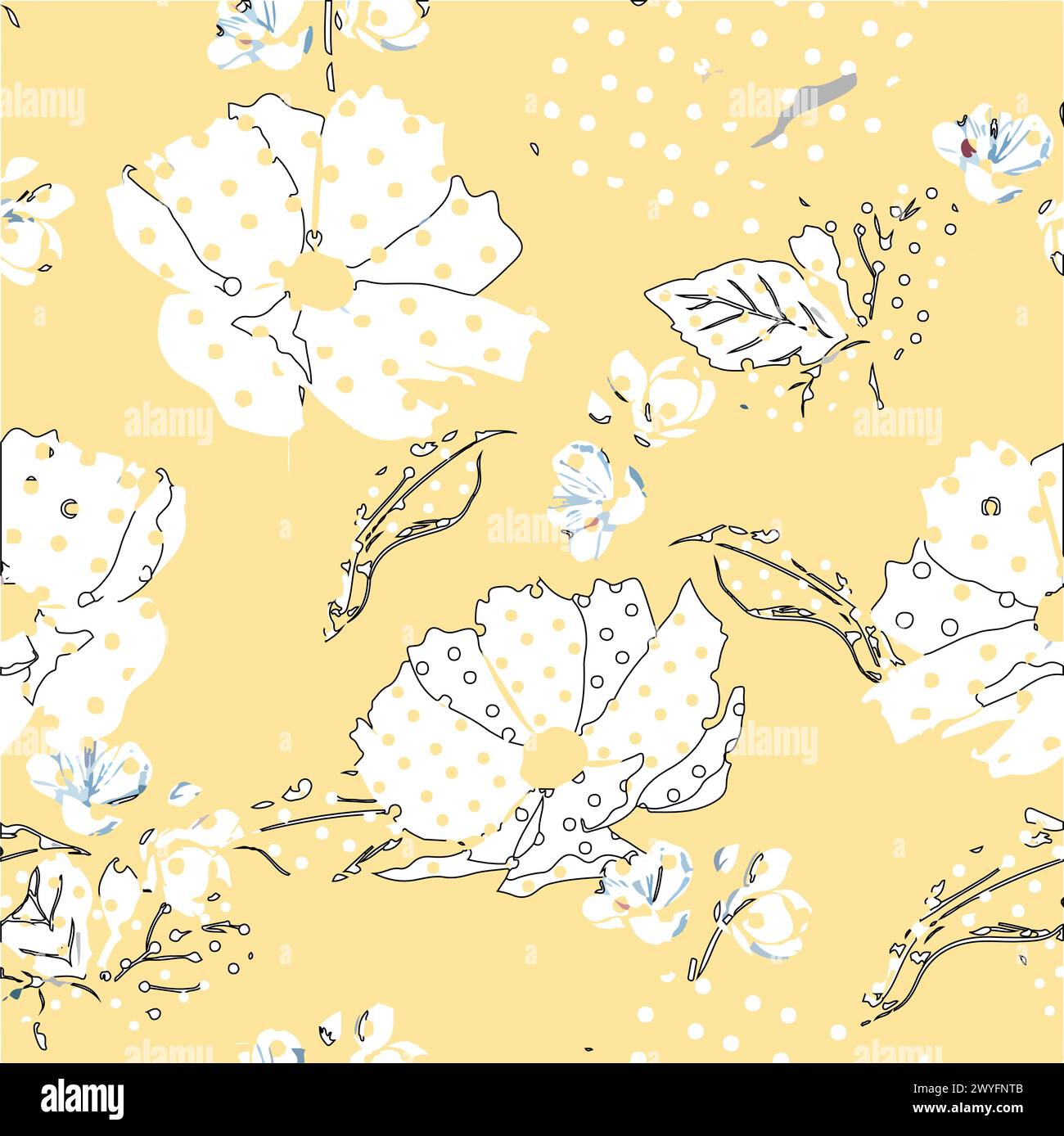 Big flowers vector seamless illustration pattern Stock Vector Image ...