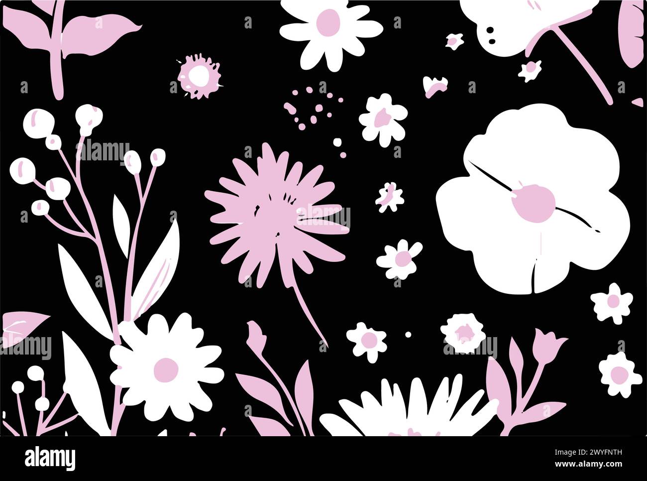 Big flowers vector seamless illustration pattern Stock Vector Image ...