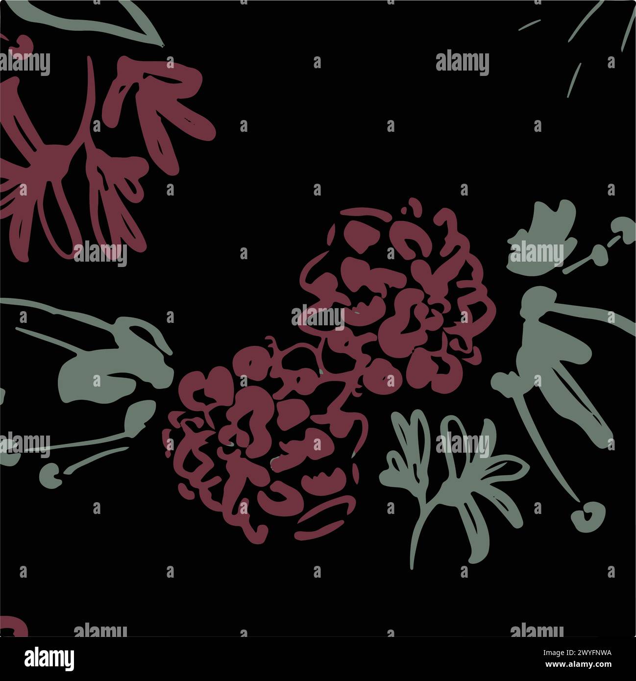 Big flowers vector seamless illustration pattern Stock Vector Image ...