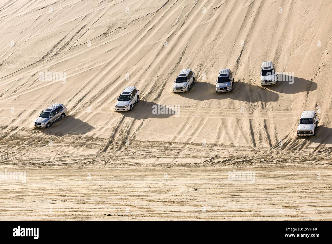 Off roading in desert off Doha, Qatar travel and tourism concept Stock ...