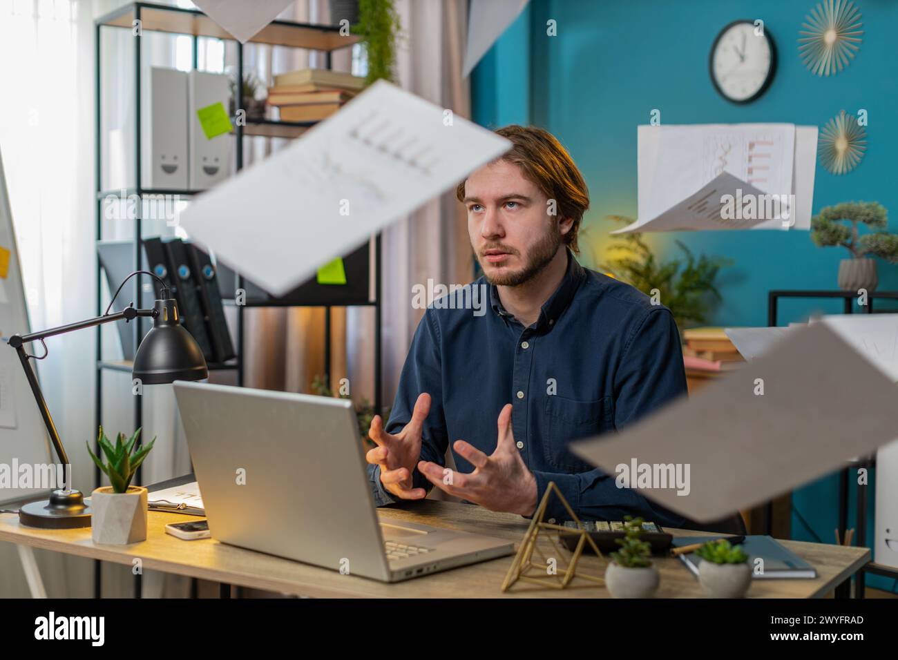 Frustrated angry businessman throws documents hi-res stock photography ...