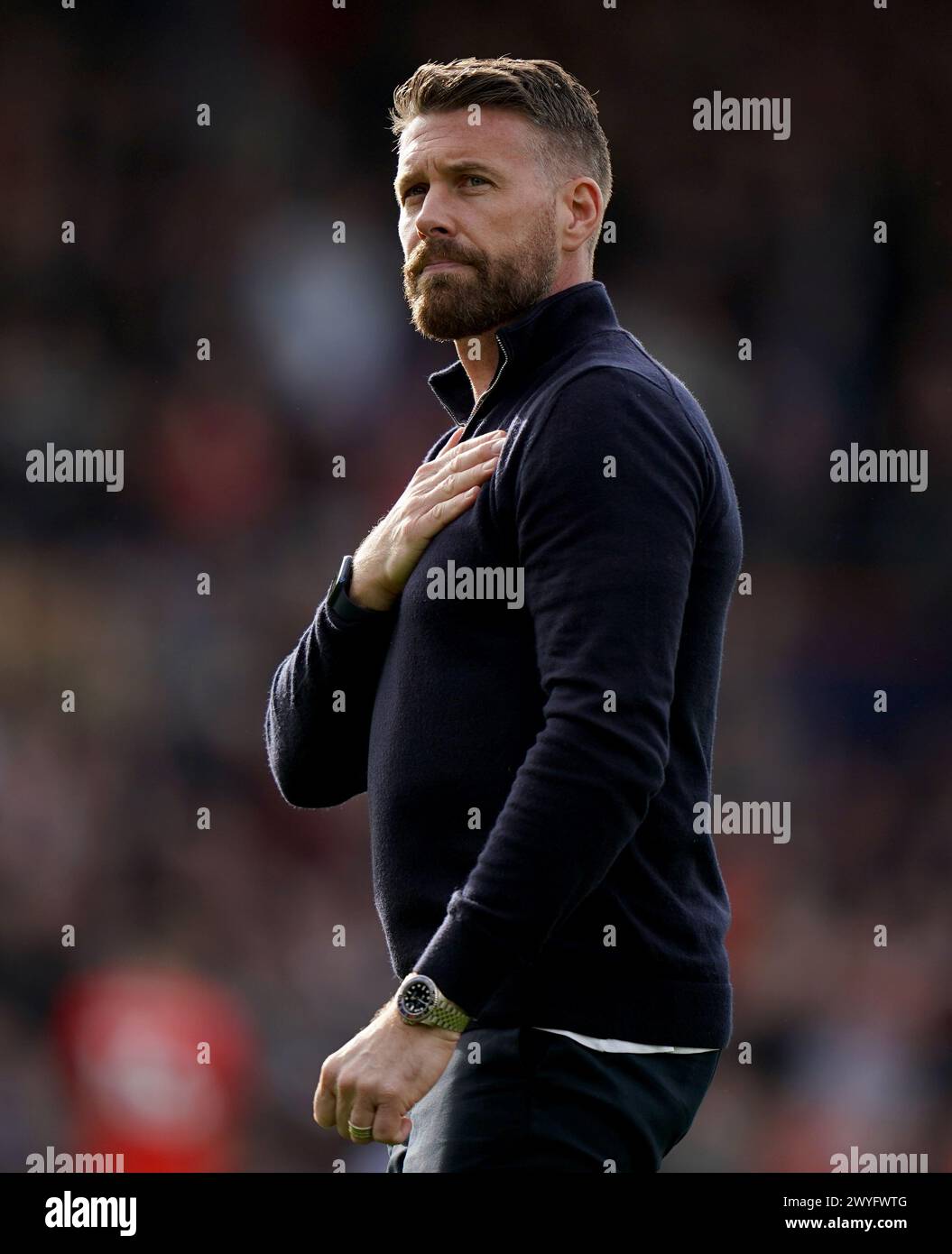 Luton Town manager Rob Edwards celebrates after the Premier League ...