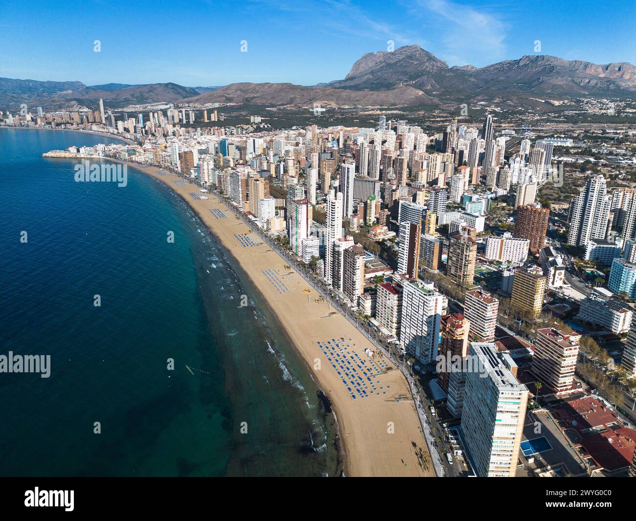 Levante beach in Benidorm aerial view Stock Photo - Alamy