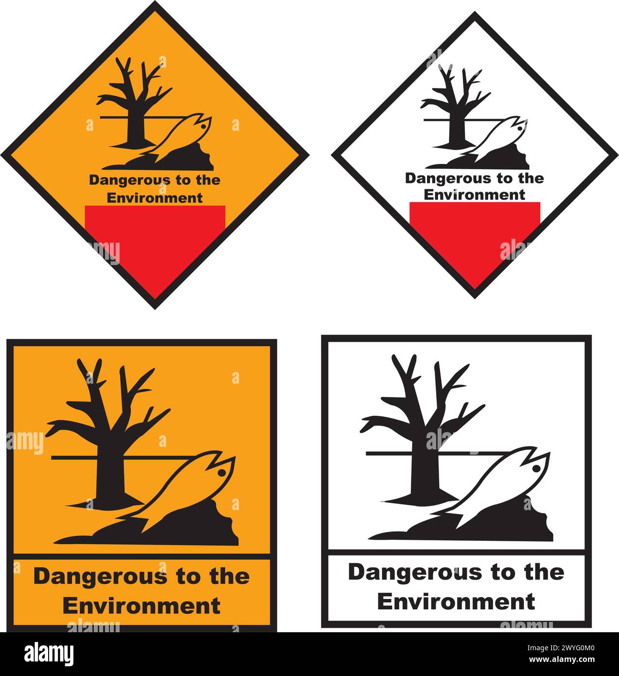 Chemical hazard icon, dangerous for the environment substance warning ...