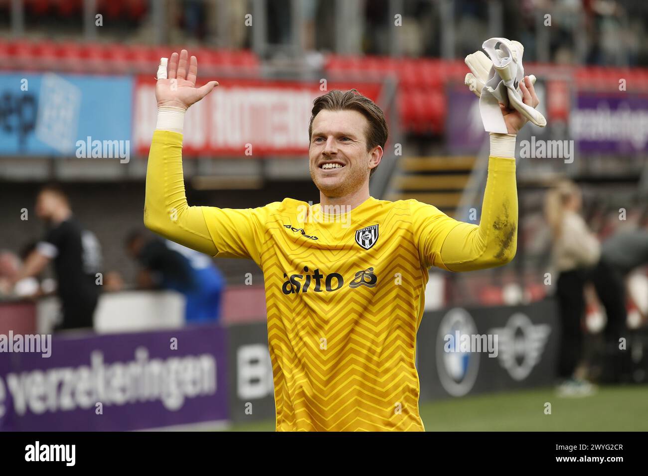 ROTTERDAM - Heracles Almelo goalkeeper Michael Brouwer celebrates the ...