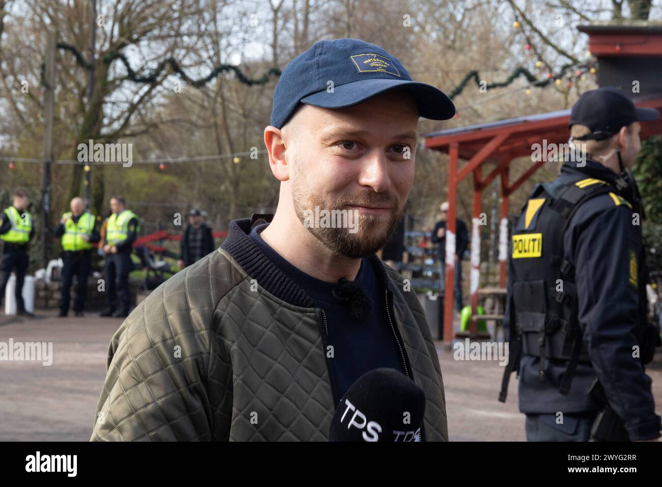Danish stand-up comedian, Morten Wichmann, reports for the TV program ...