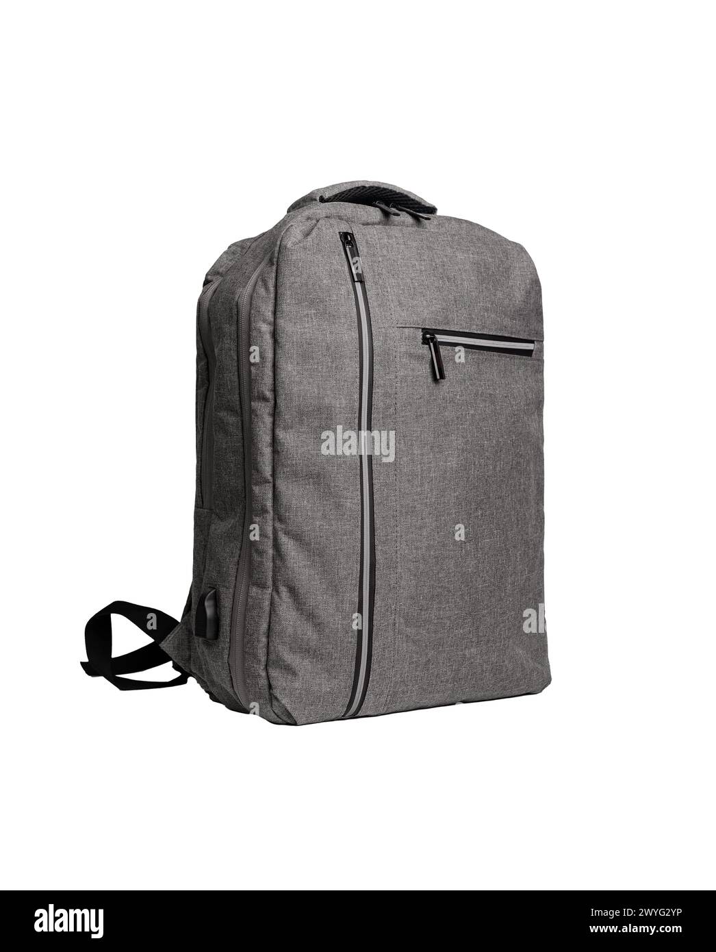 Gray backpack, school bag isolated on white background Stock Photo - Alamy