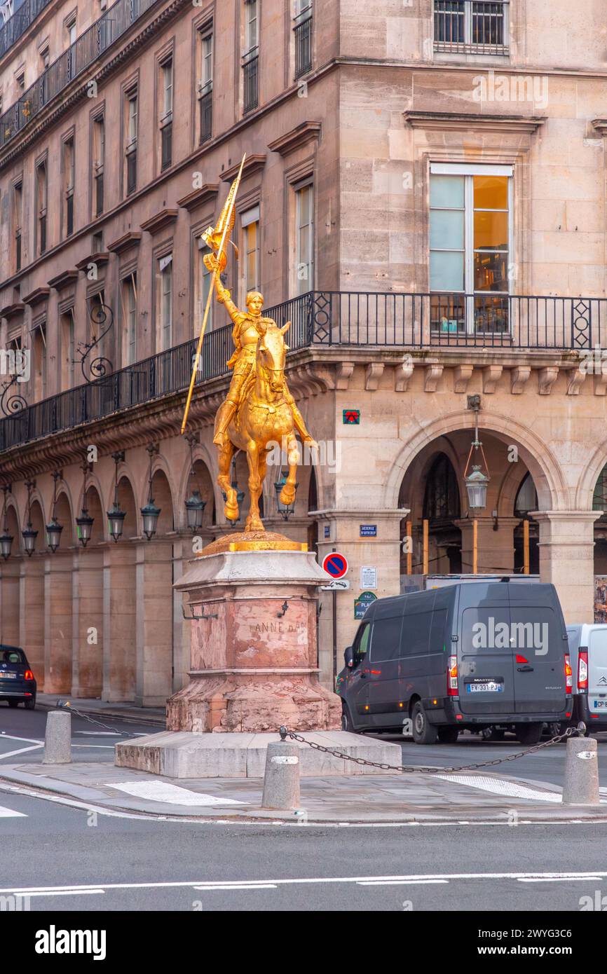 Paris, France - January 20, 2022: Jeanne d'Arc statue is an 1874 French ...
