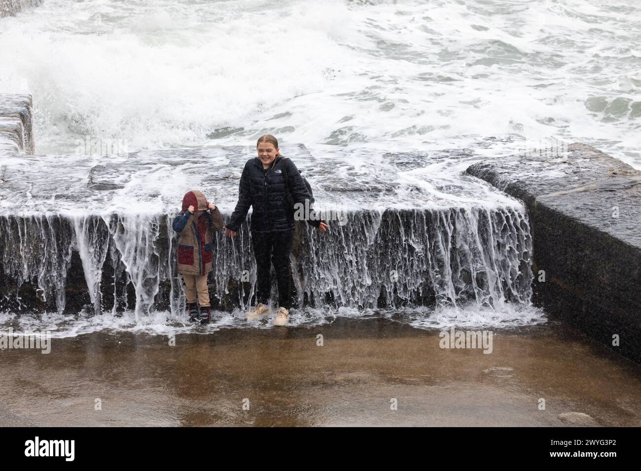 Porthleven, Cornwall,6th April 2024, Storm Kathleen hit which is ...