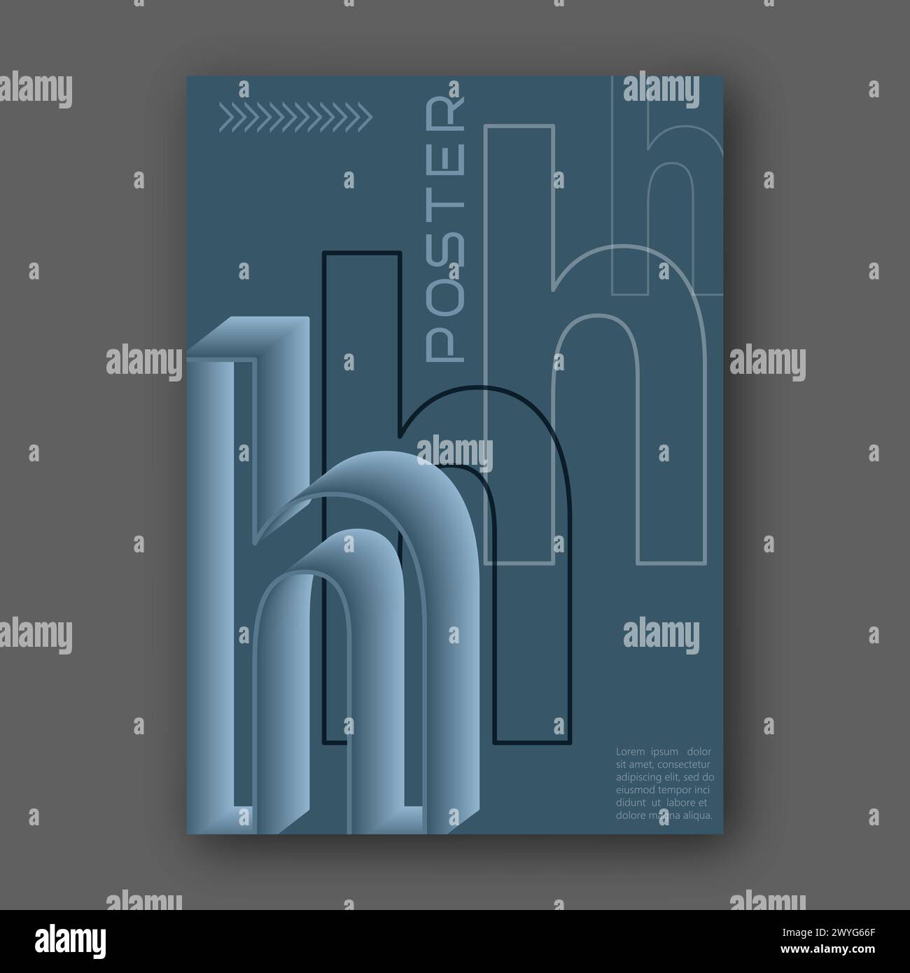 Stylized lowercase letter H. Template for poster, poster, cover ...