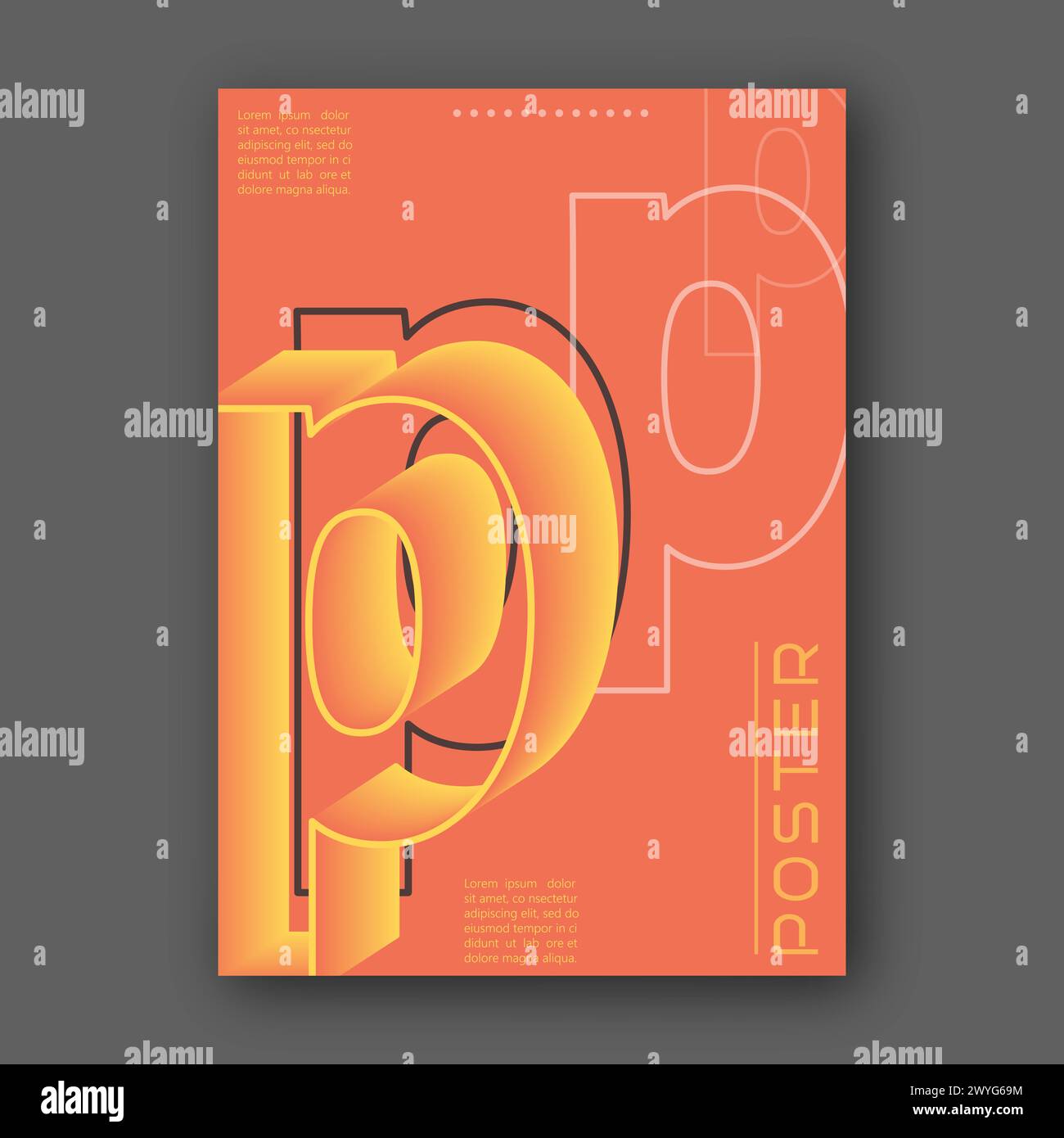 Stylized lowercase letter P. Template for poster, poster, cover ...