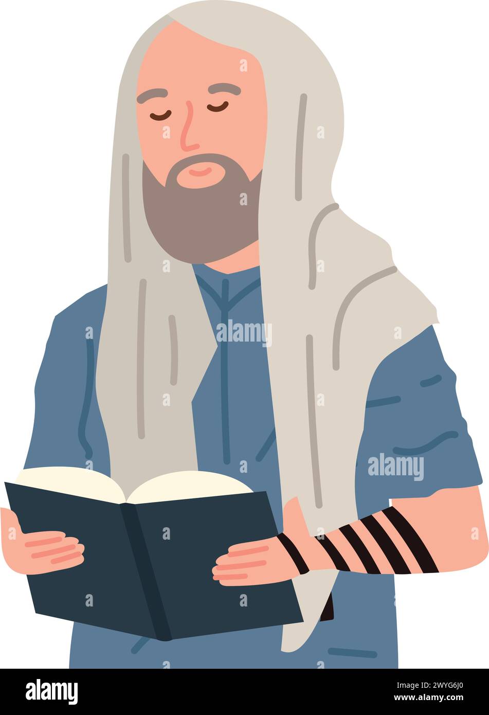 jewish tefillin old man prayer Stock Vector Image & Art - Alamy