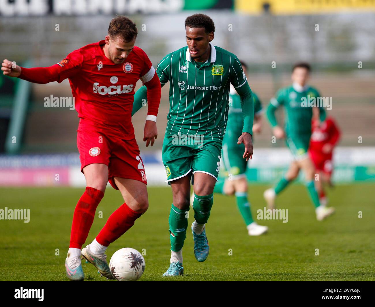Morgan Williams of Yeovil Town and Joel Colbran of Worthing during the ...