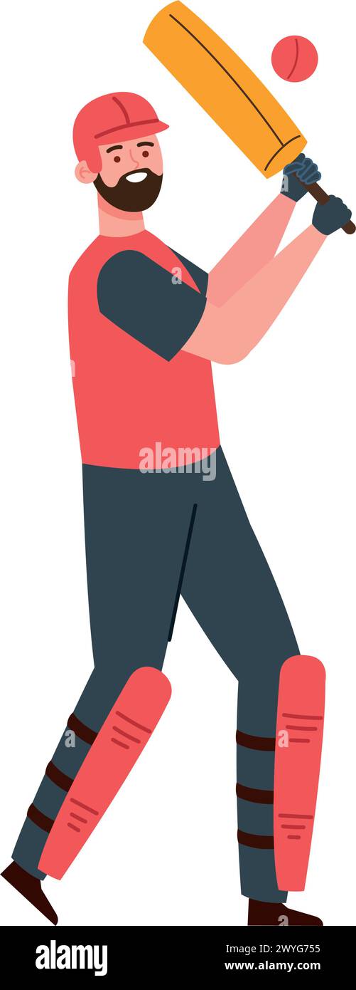 cricket player cartoon Stock Vector Image & Art - Alamy