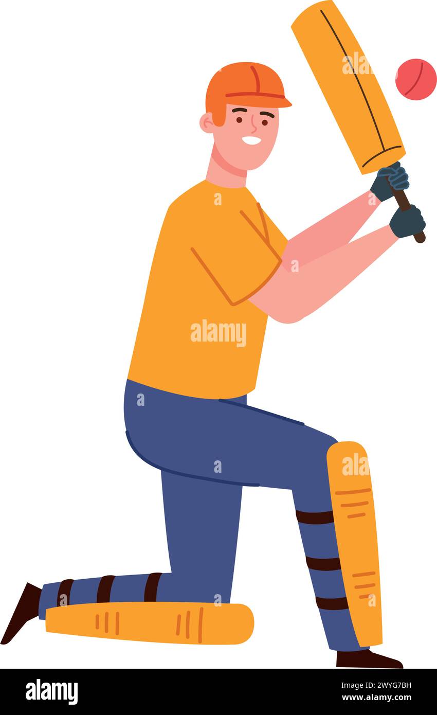Cricket action shot Stock Vector Images - Alamy