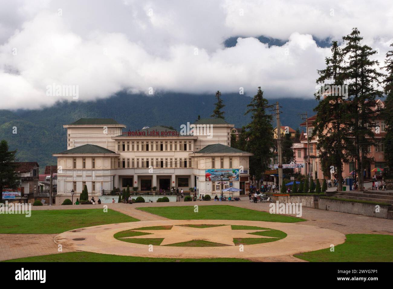 Hotel and square in Sapa in northern Vietnam in South East Asia Stock ...