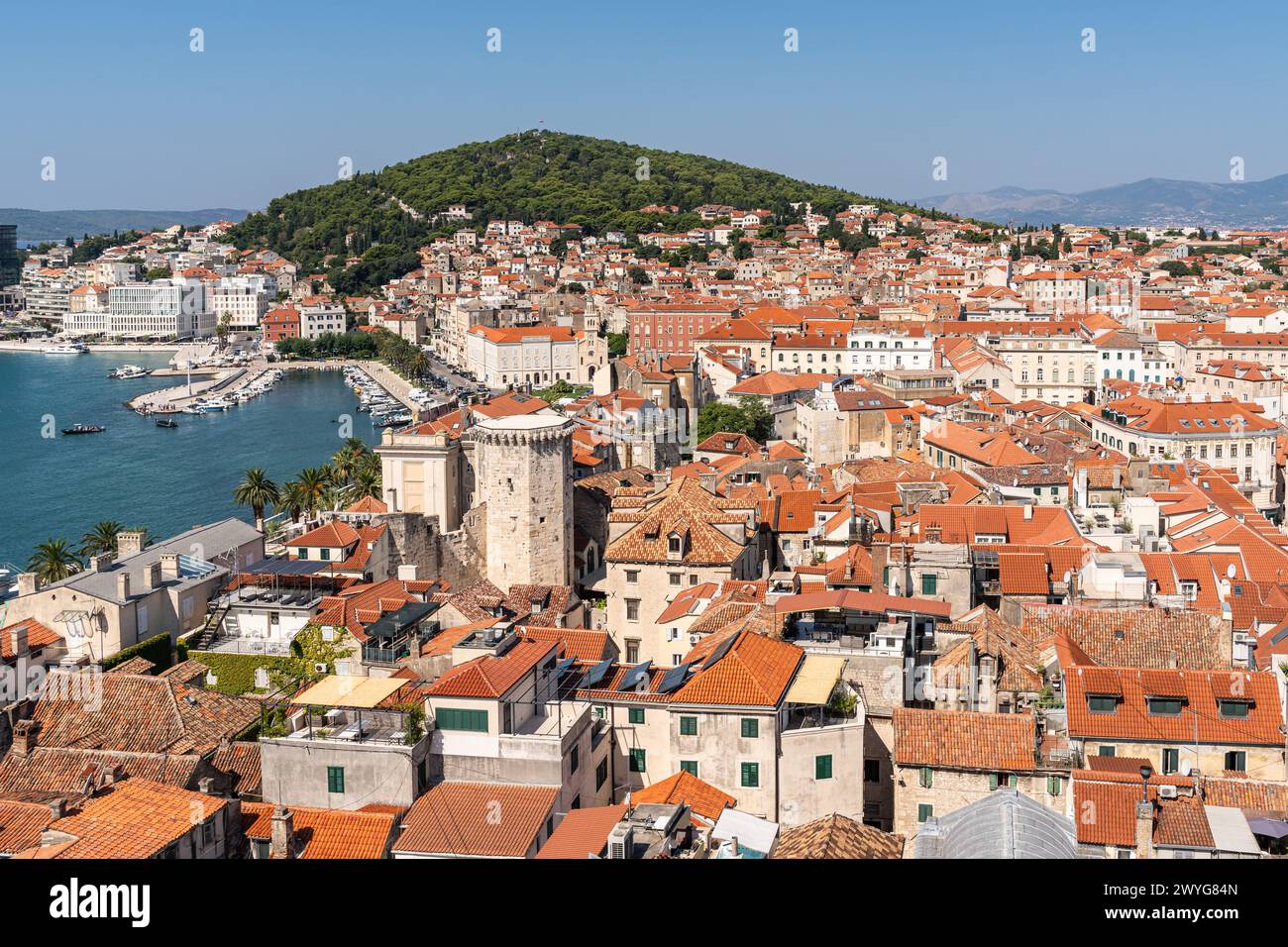 Aerial View of Split seen from the bell tower of Saint Dominus ...