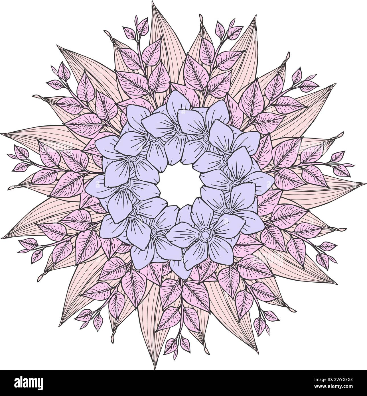 Vector line floral frame Cut Out Stock Images & Pictures - Alamy