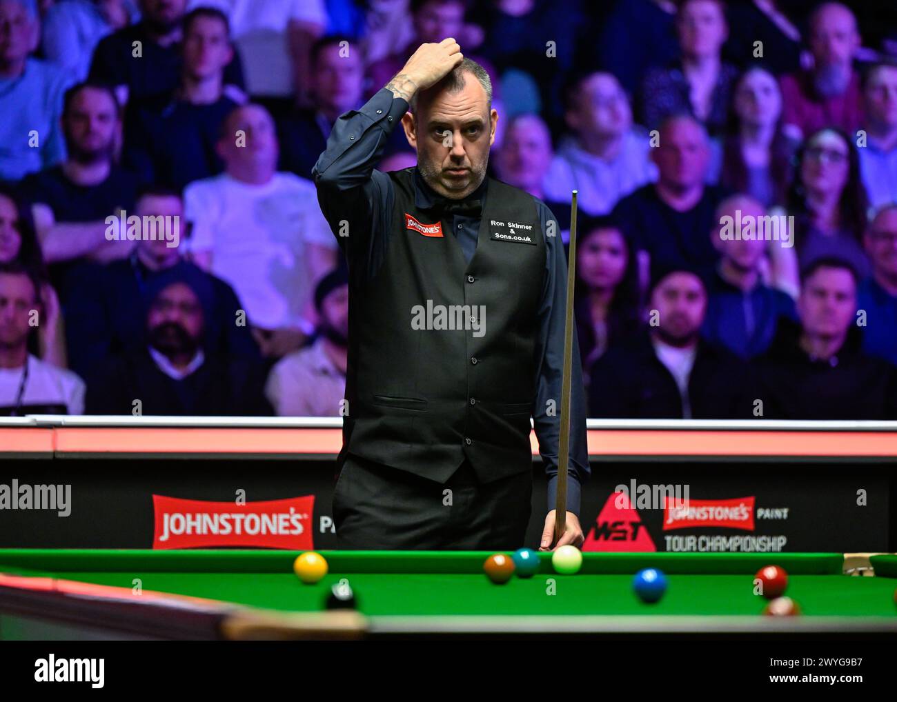 Mark Williams reacts, during the Johnstone’s Paint Tour Championships ...