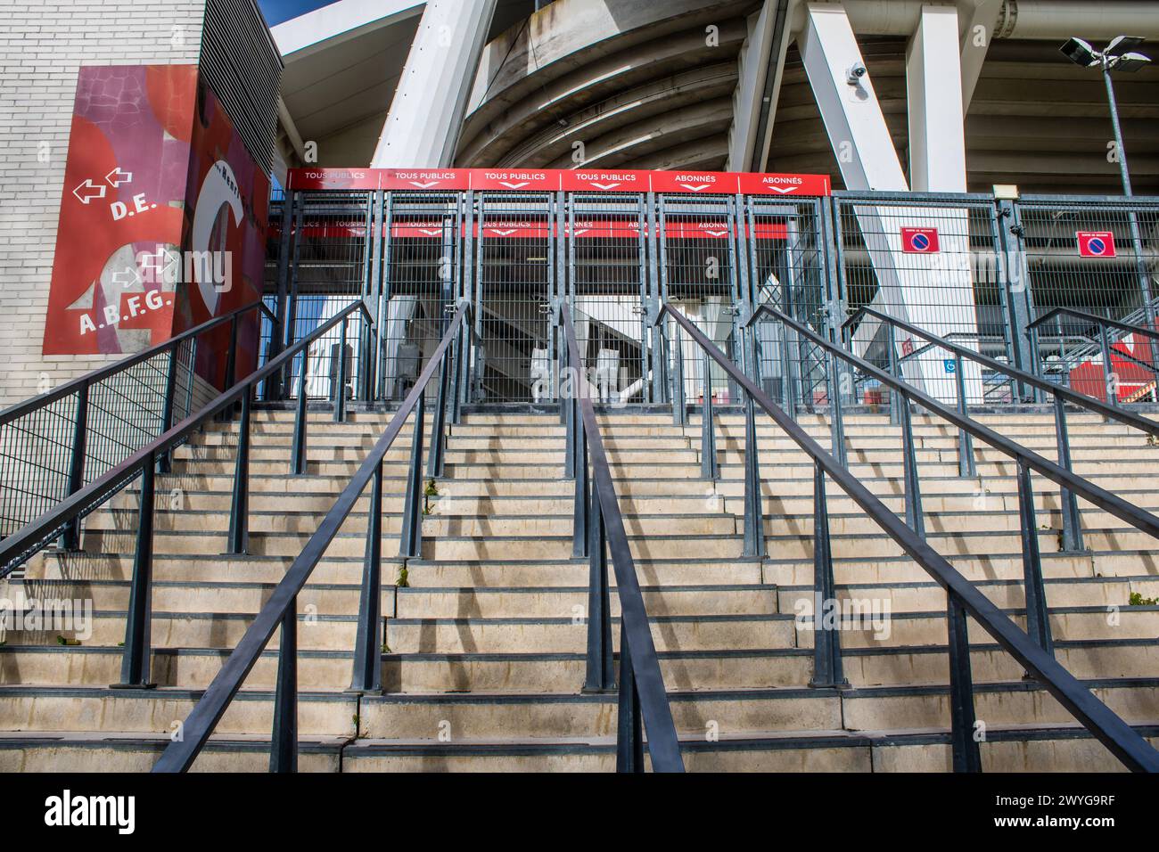 Reims France April 6, 2024 Auguste Delaune football stadium in the city ...