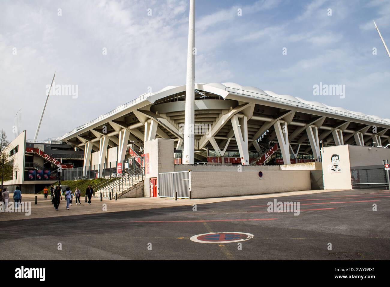 Reims France April 6, 2024 Auguste Delaune football stadium in the city ...