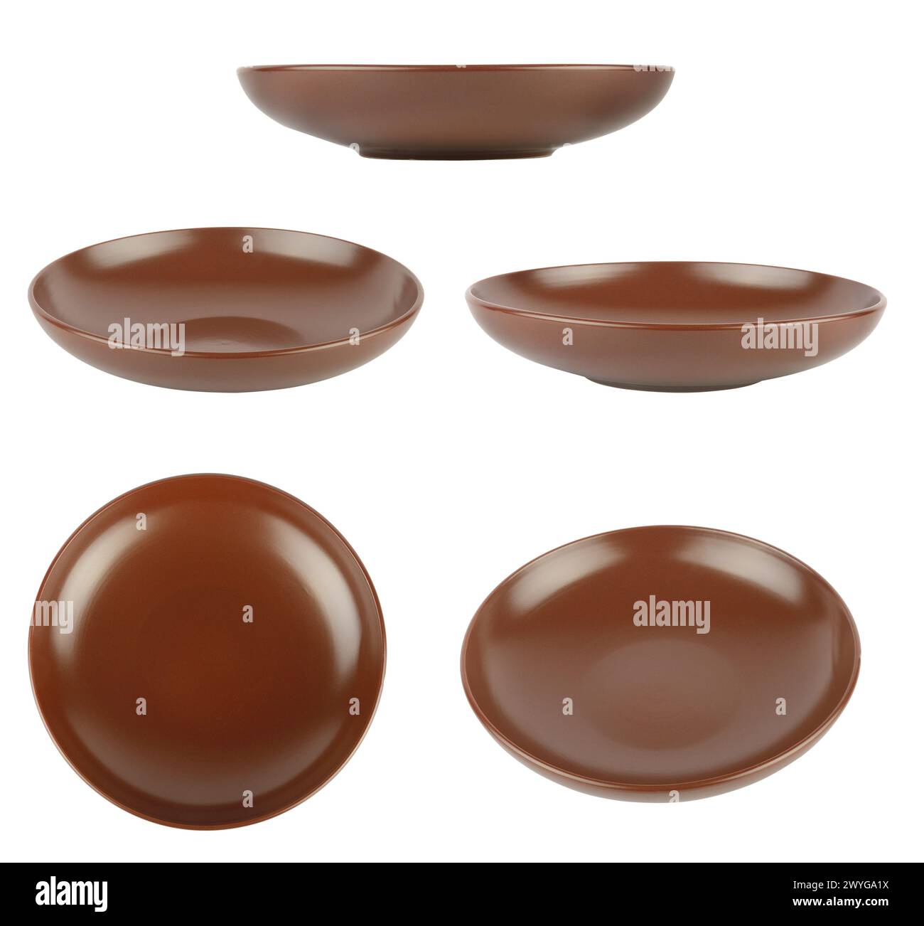 Plate collection different angles isolated on white background Stock ...