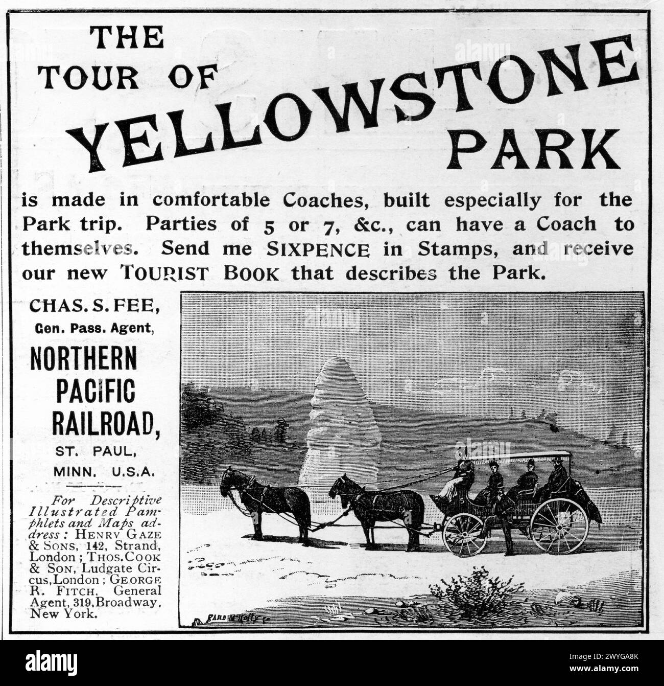 Advertisement in an English magazine for tours of Yellowstone Park in ...