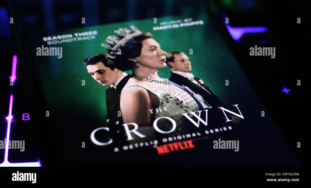 Viersen, Germany - April 3. 2024: Netflix series The Crown cover poster ...