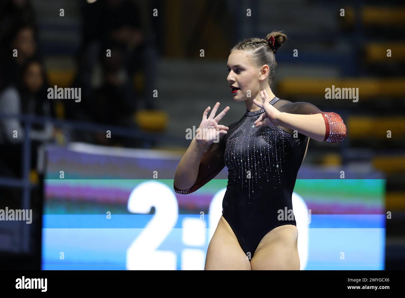 April 5, 2024: Gymnast Brenna Neault from Stanford University during ...
