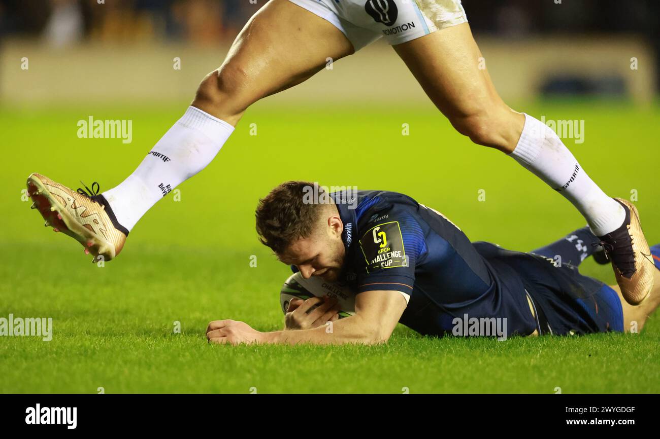 Edinburgh’s Matt Currie scores his side's second try of the game during ...