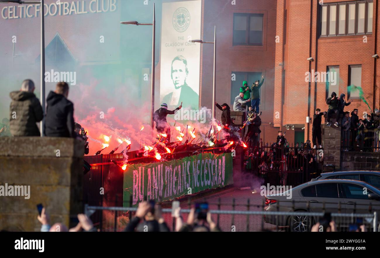 6th April 2024; Celtic Park, Parkhead, Glasgow, Scotland: Celtic fans ...