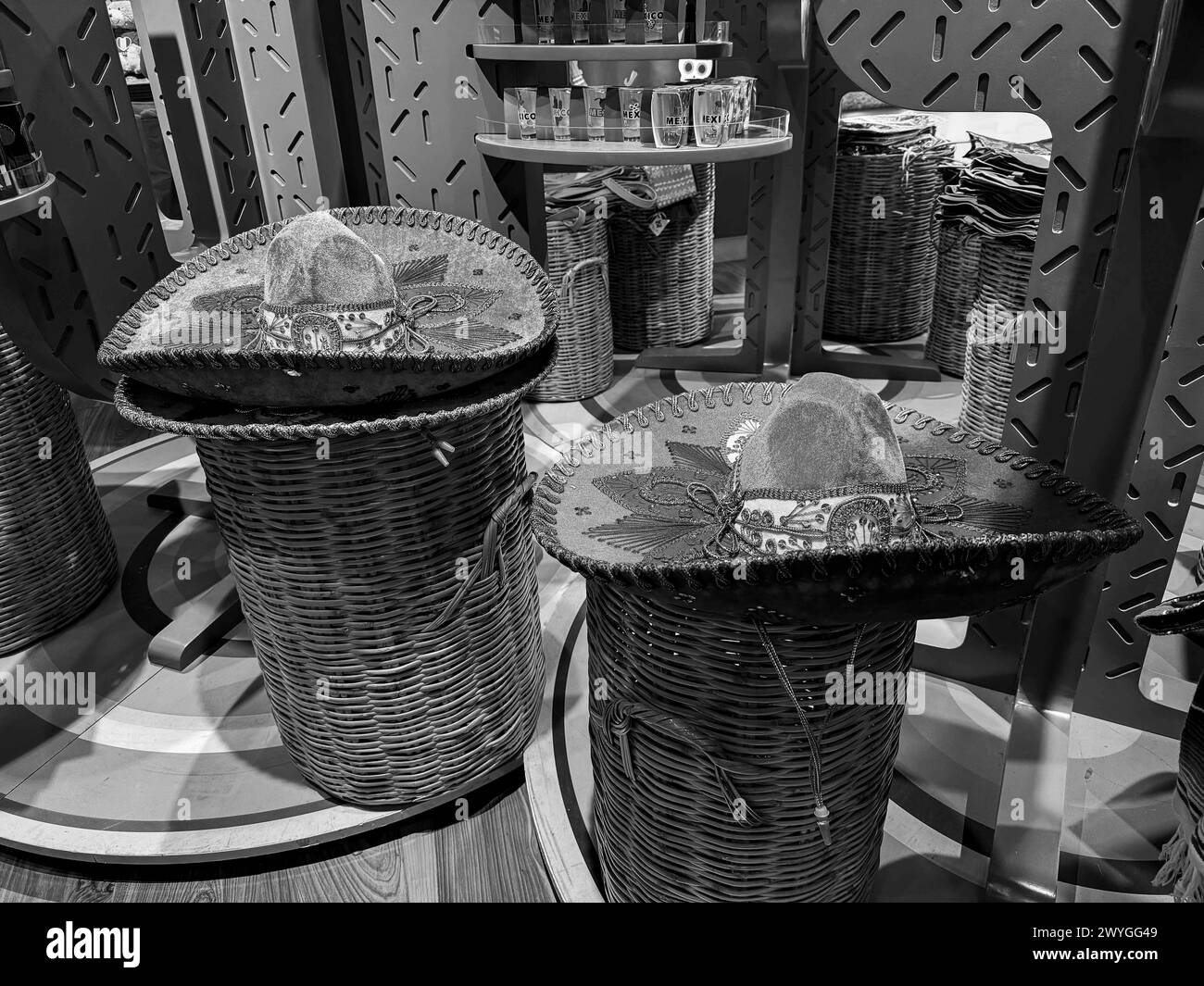 Mexican charro hat or Mexican mariachi souvenirs in blue colors in ...