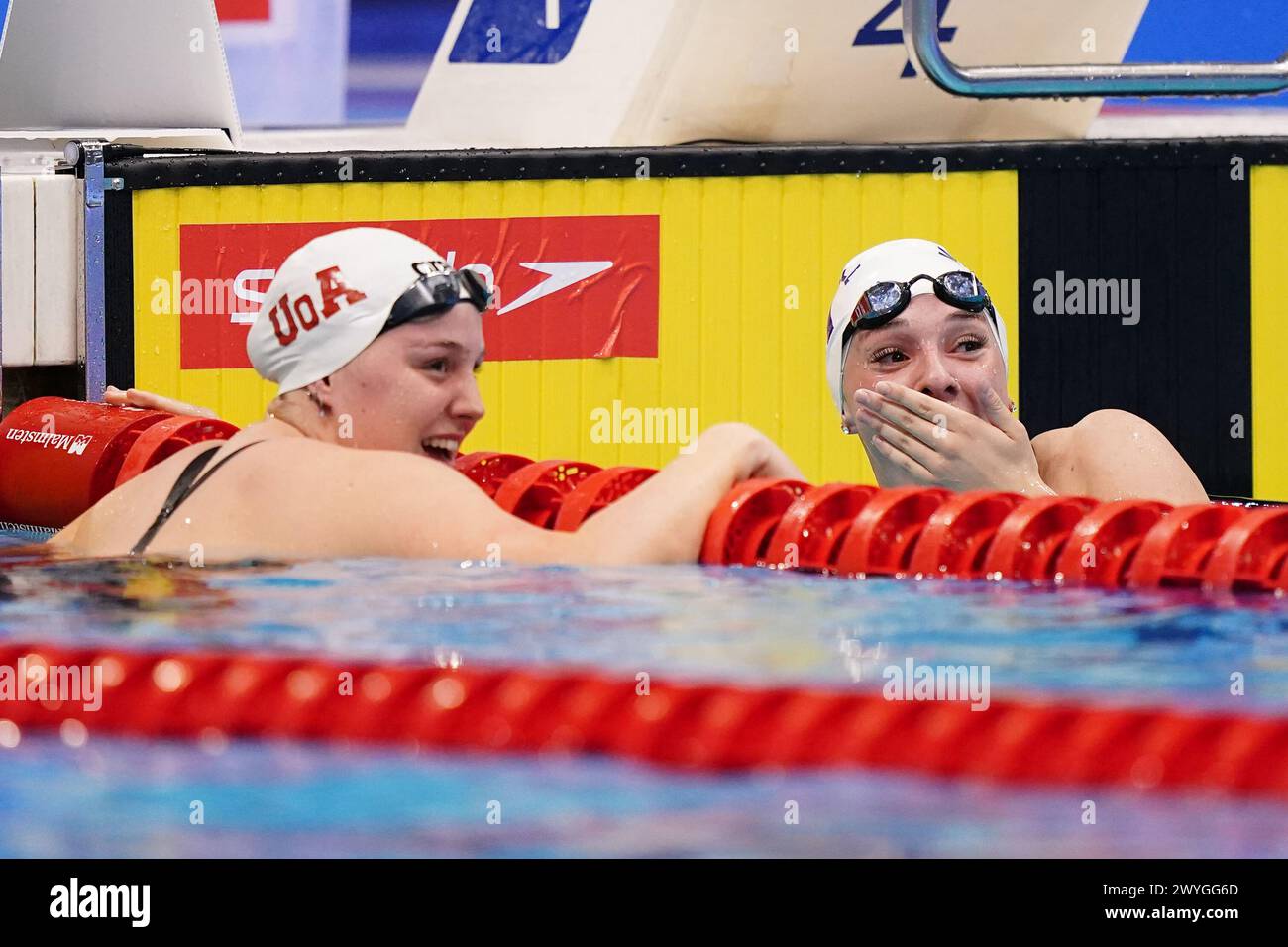 Olivia Newman-Baronius (right) reacts after winning the Women's 100m ...