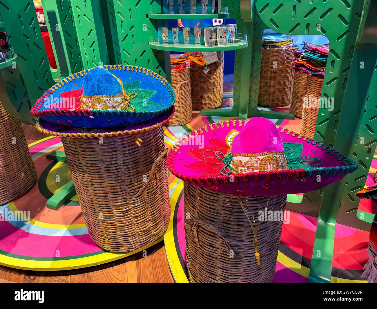 Mexican charro hat or Mexican mariachi souvenirs in blue colors in ...