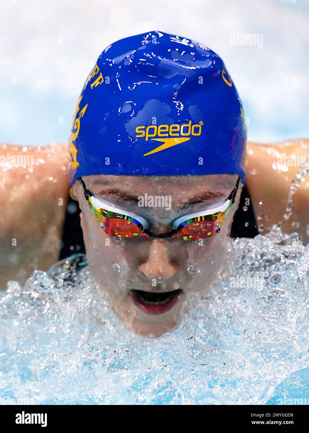 Harriet Jones in action during the Women's 100m Butterfly Final on day ...