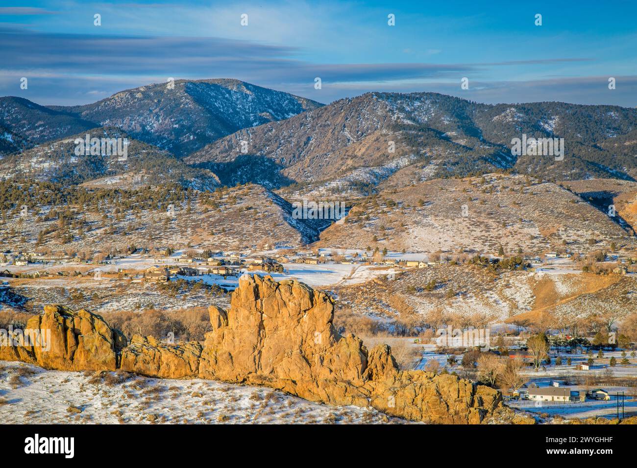 Devils Backbone rock formation at foothills of Rocky Mountains in ...