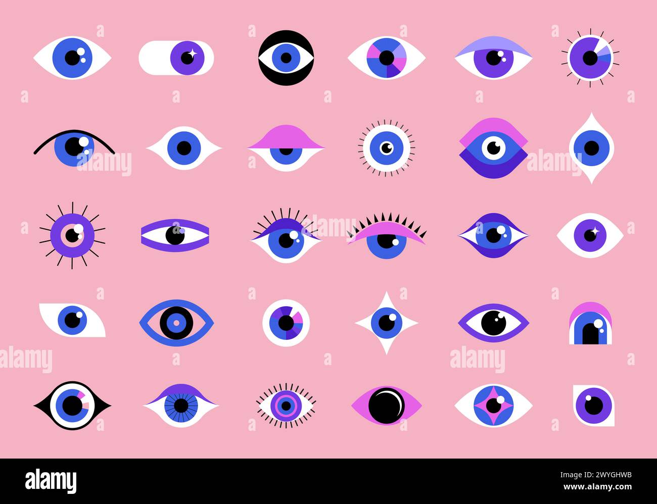 Collection of eyes logos, symbols and icons. Concept illustration Stock ...