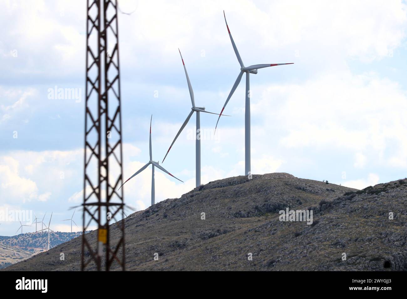 Afyonkarahisar, Turkey. 06th Apr, 2024. Wind turbines seen in ...