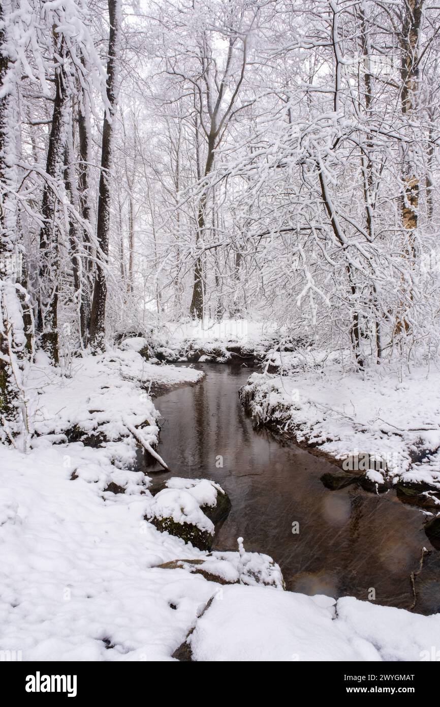Stream flowing through snow covered hi-res stock photography and images ...