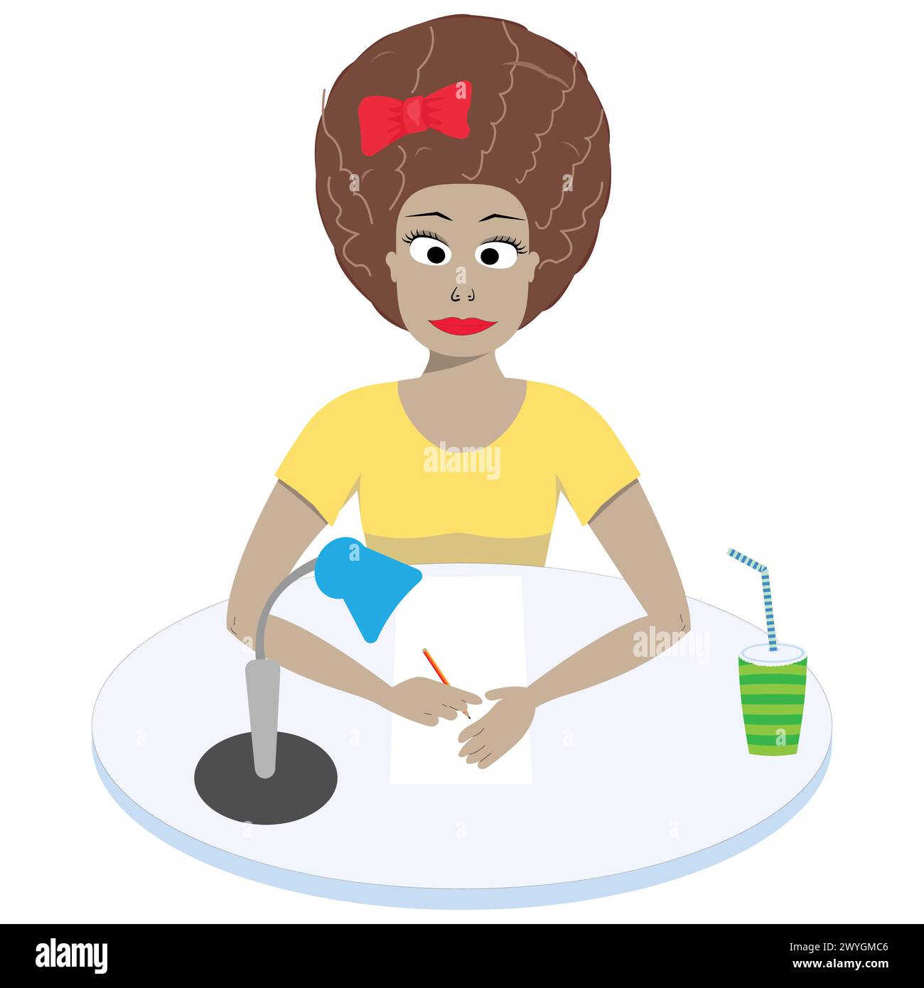 Young woman making notes Stock Vector Images - Alamy