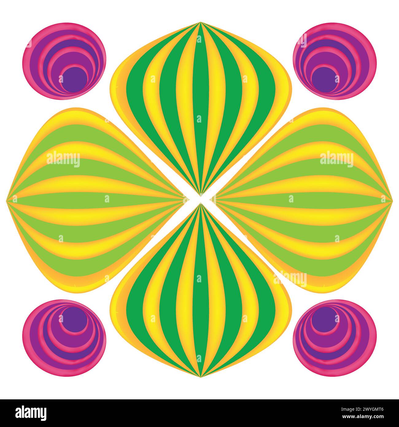 decorative 3d ornament; psychedelic design with spheres and stripes ...