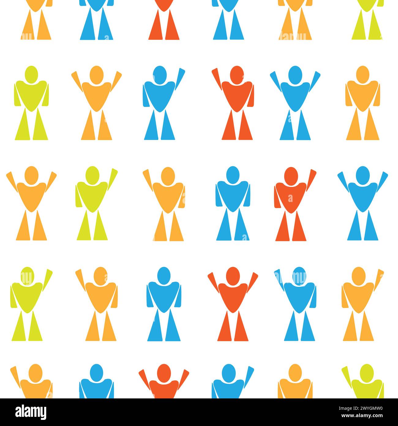 colorful figures of people gesturing with hands; colorful people ...