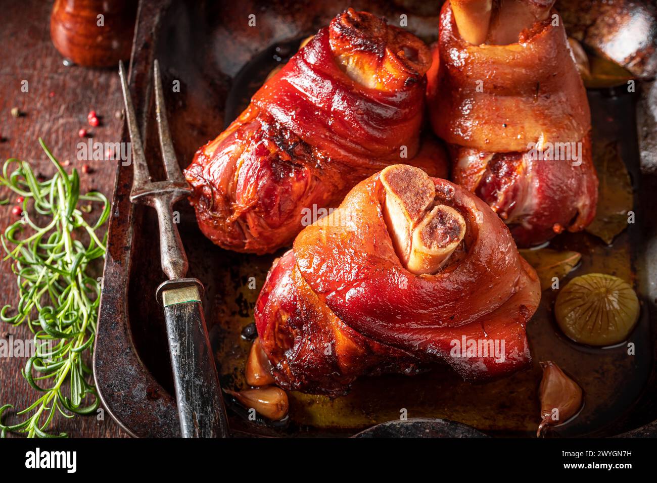 Tasty and grilled Schweinshaxe made with spices. Roasted Schweinshaxe ... Tasty and grilled Schweinshaxe made with spices. Roasted Schweinshaxe ...