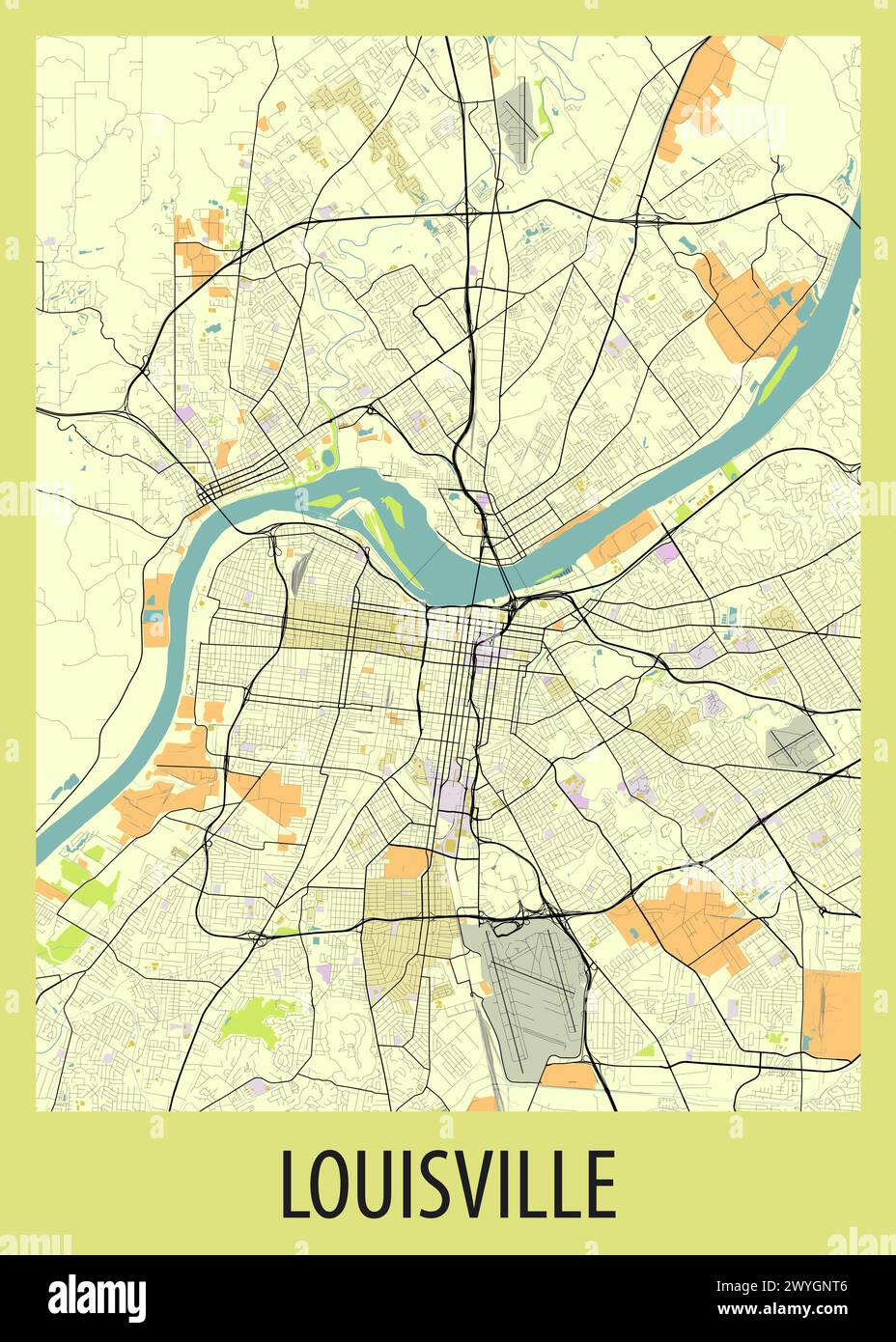 Kentucky highway map hi-res stock photography and images - Alamy
