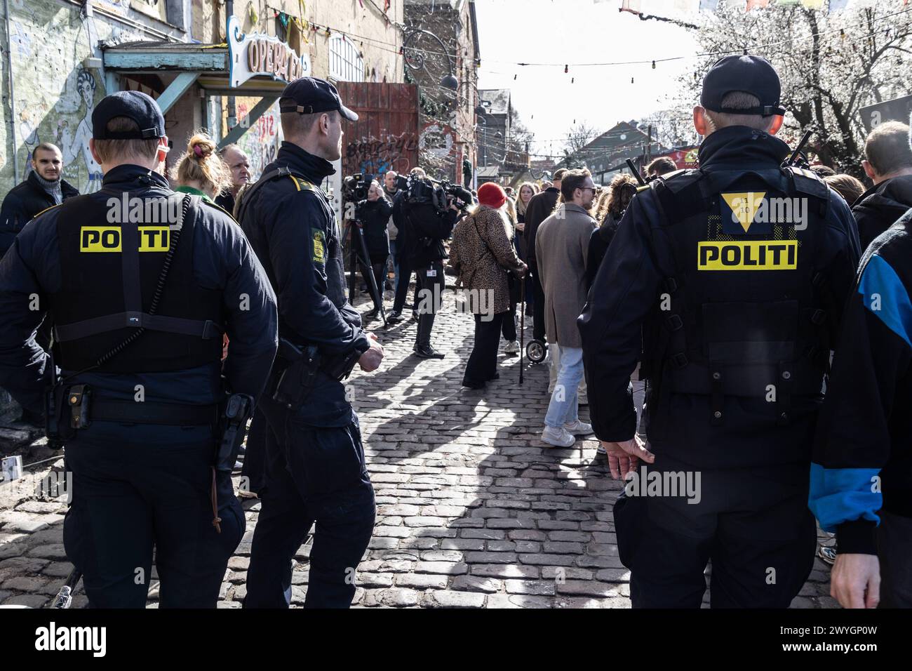 Danish police patrolling in Pusher Street in Freetown Christiania ...