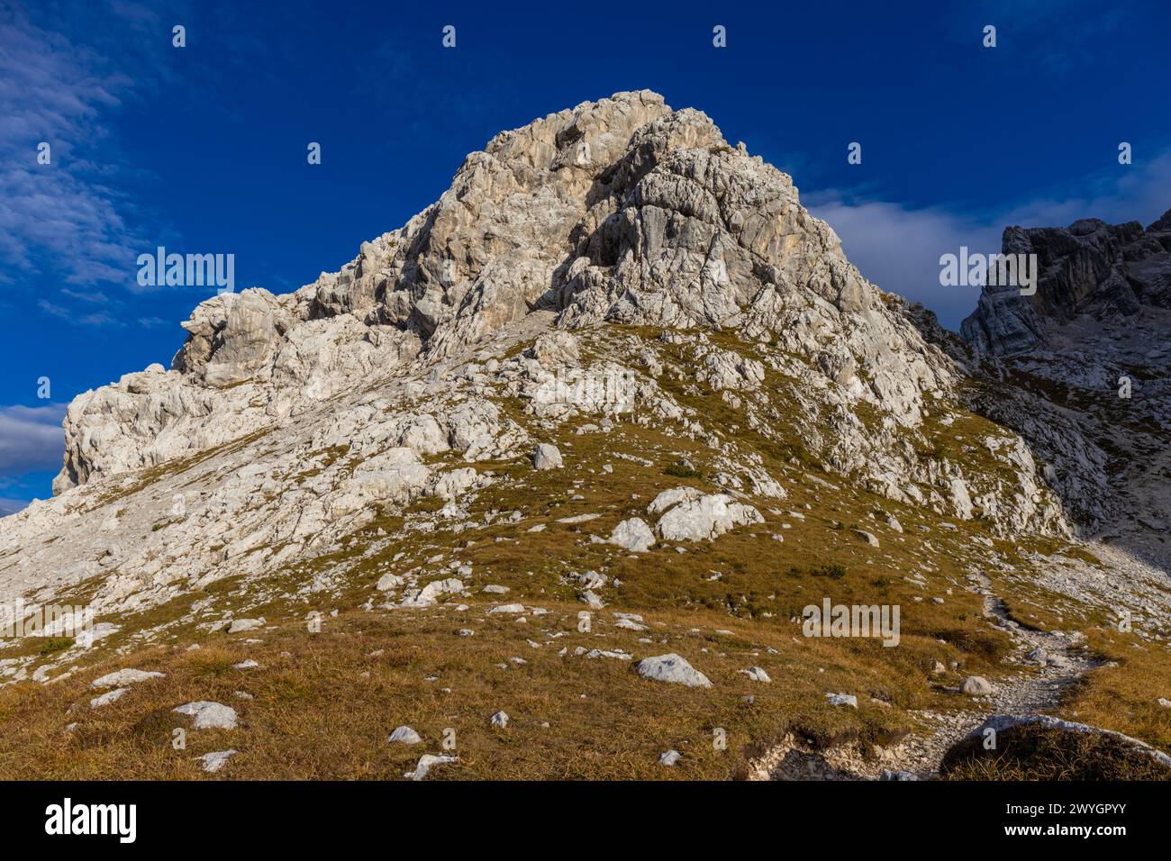 Dolomites mountains rocky peaks scenic landscape. Alpine summits in the ...