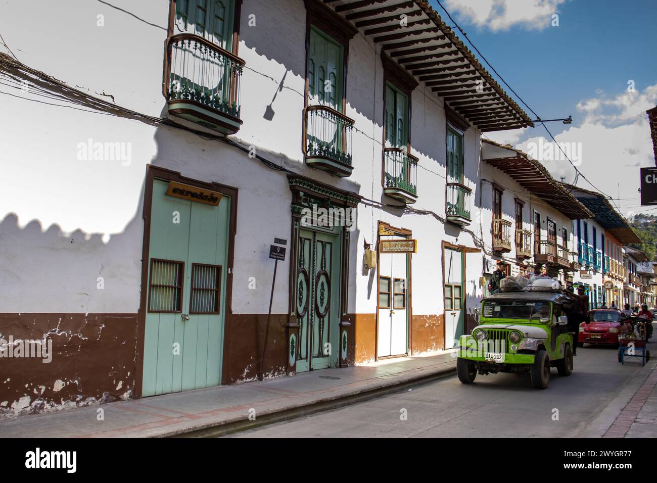 SALAMINA, COLOMBIA - JANUARY 14, 2024: Beautiful street of the heritage ...