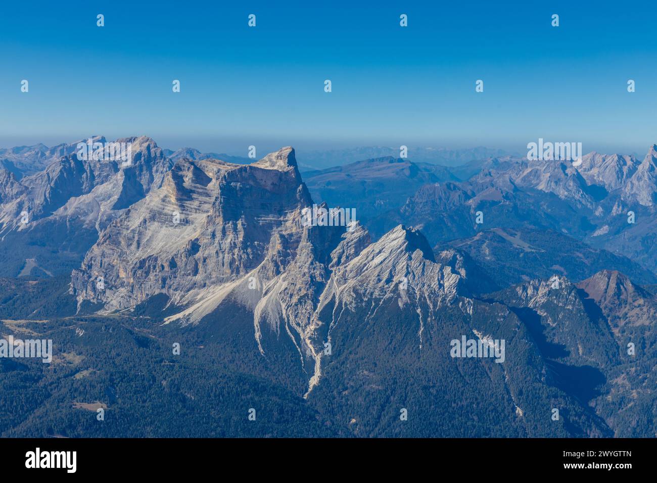 Dolomites mountains rocky peaks scenic landscape. Alpine summits in the ...
